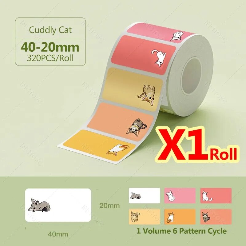 Самоклеящиеся термоэтикетки NiiMbot B1/B21 прозрачные белые Cat 40x20mm