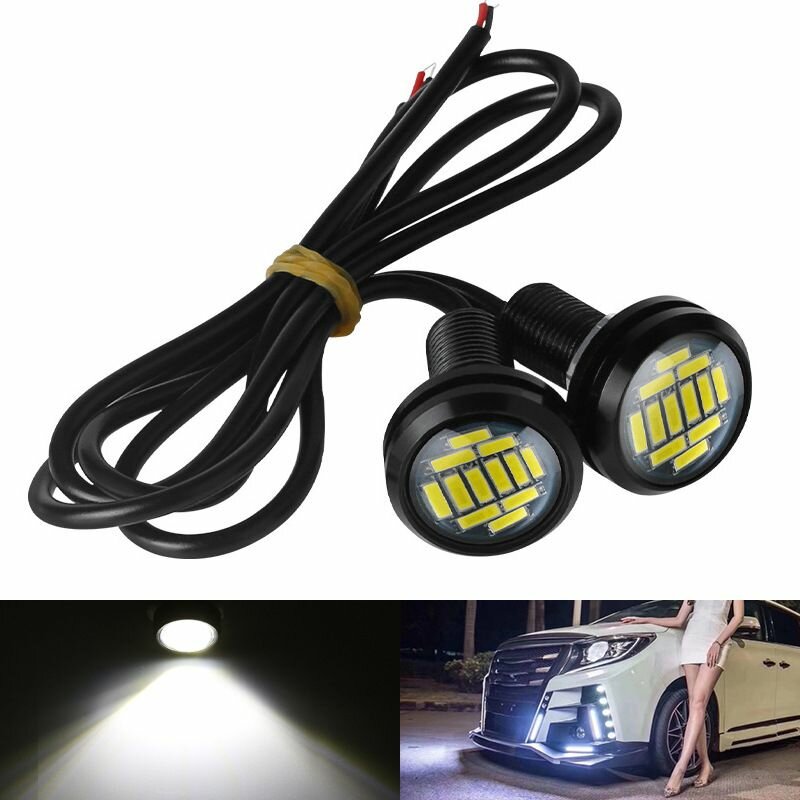 2 шт. автомобильные светодиодные фонари 23 мм 4014 12Smd Eagle Eye дневные ходовые огни для автомобиля мотоцикла 12 В