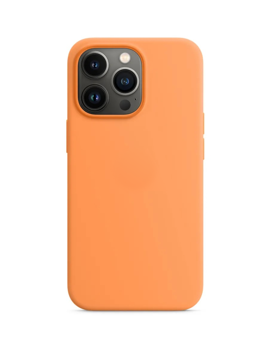 Чехол силиконовый Магсейф для iPhone 13 Pro Max Marigold с анимацией NFC, Silicone case Магсейф для айфон 13 Про Макс - Оранжевый