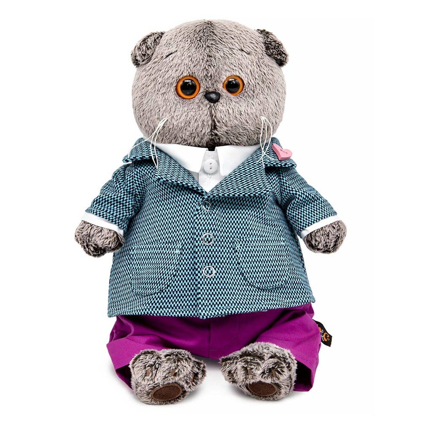 Мягкая игрушка Басик и Ко «Кот Басик» в пиджаке с орнаментом, 22 см