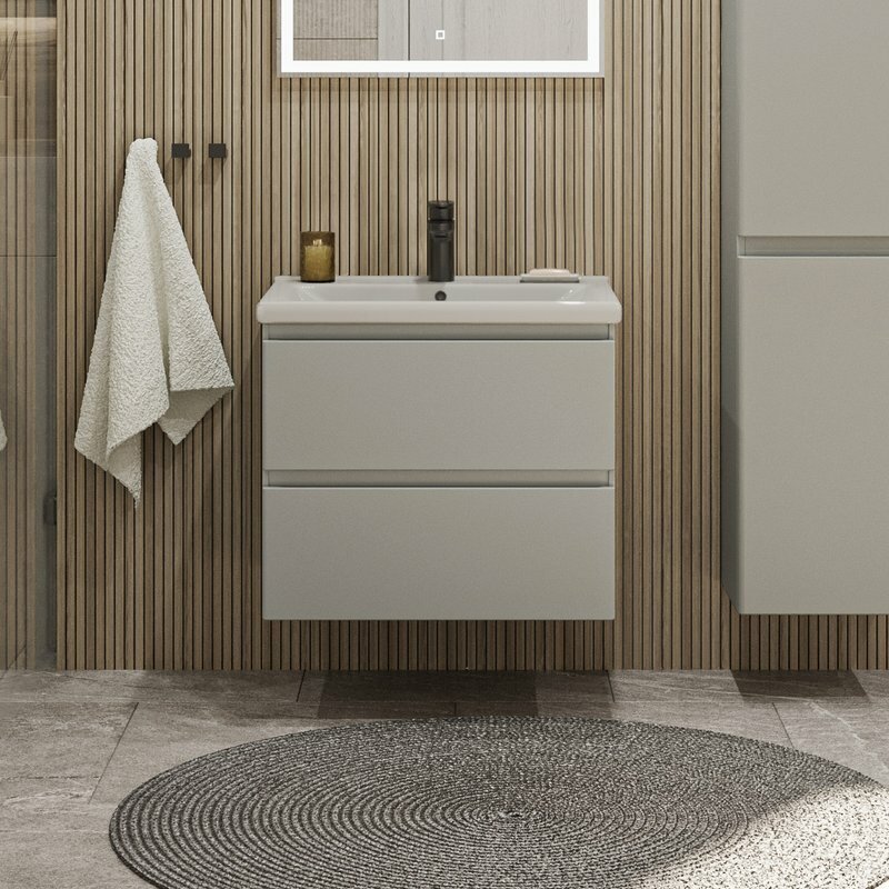 Тумба с раковиной SanStar Riana 60 подвесная, grey, раковина Миранда 60