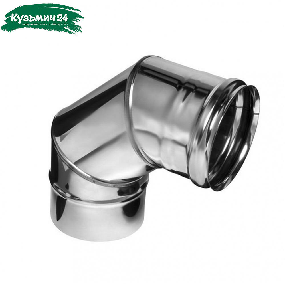 Отвод (колено) дымохода Ferrum d150 мм, угол 90 гр, сталь 0.8 мм, 1 шт.
