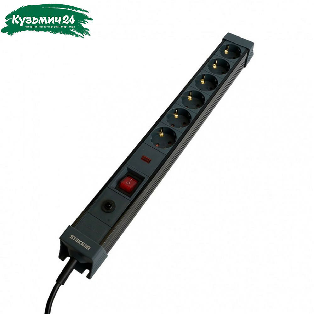 Фильтр сетевой Stekker HM22-61-03 Techno 50160, с заземлением, 6 розеток, 3 м, 3.52 кВт