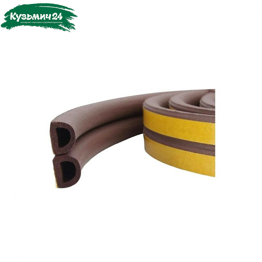 Уплотнитель TYTAN Professional промышленный самоклеящийся, D-профиль, коричневый, 9х7,5мм 6м, на отрез от 1 м