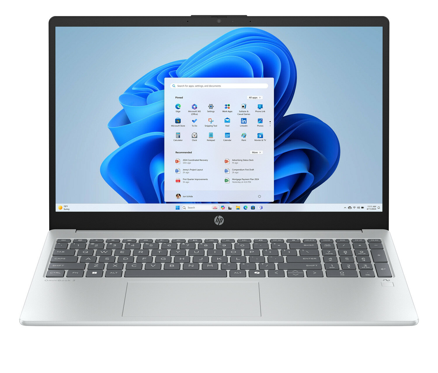 Ноутбук HP OmniBook 3 Next Gen AI 15-fn0087nr 15.6", AMD Ryzen AI 7, 16GB RAM, 1TB SSD, сенсорный экран, Win11