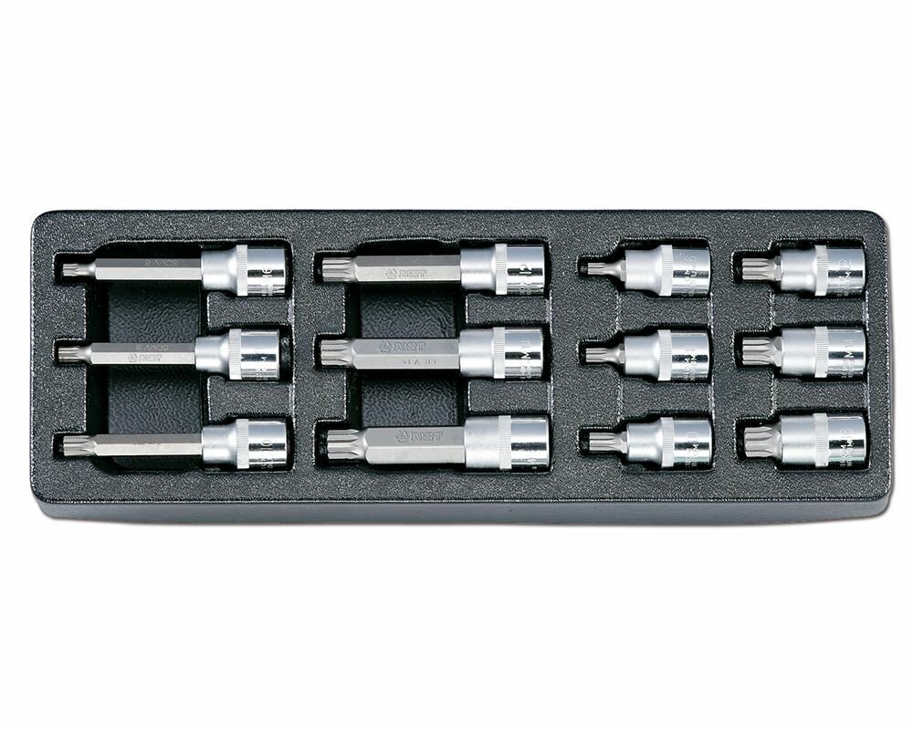 Набор головок-битов SPLINE (12-ти гранных звездочек) M6-M12 1/2" 12 предметов в ложементе для тележки AIST 0-406812M набор бит сплайн