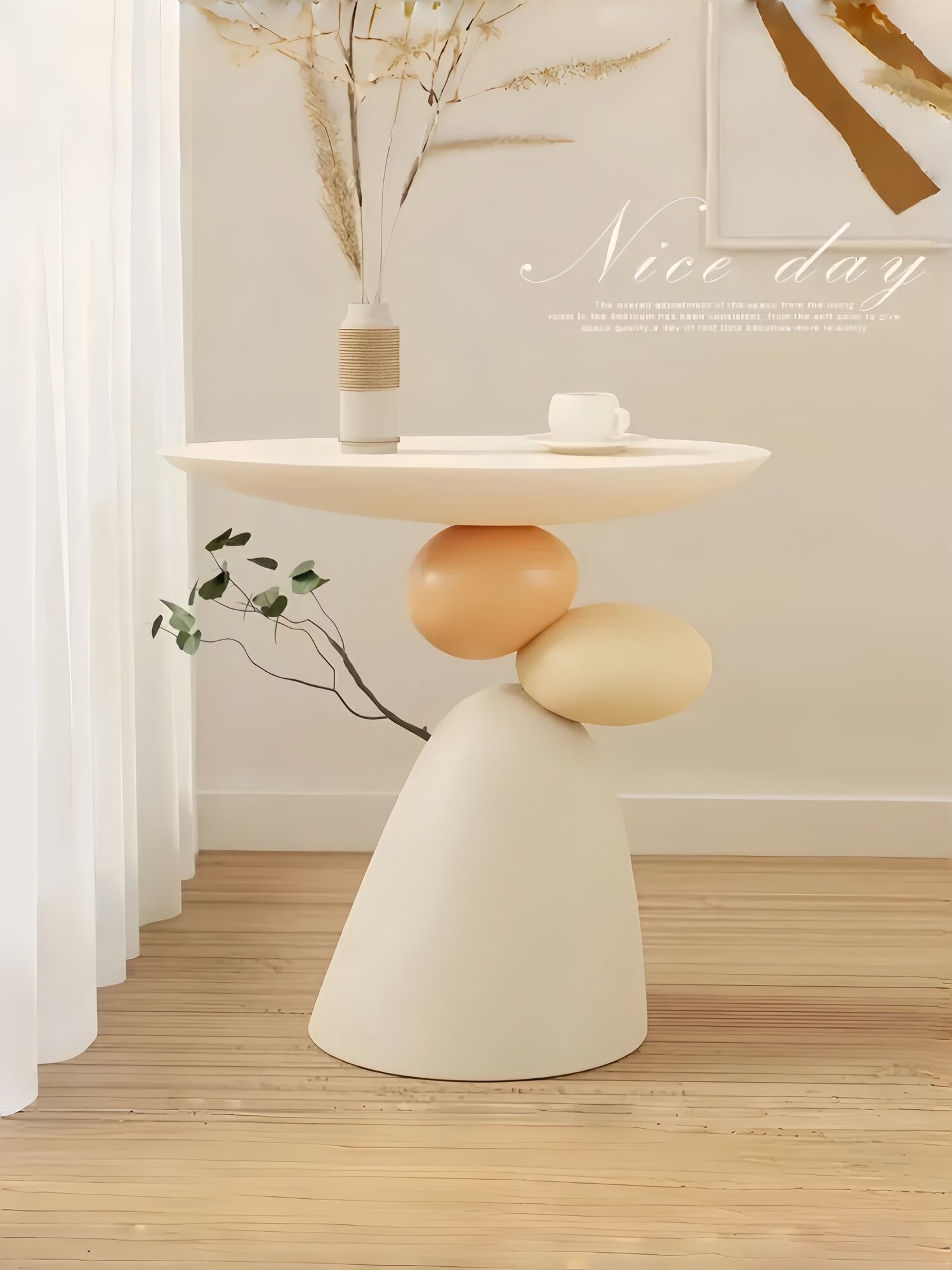 Чайный столик, полирезин, овальный, для офиса, 40 см x 54 см x 46 см