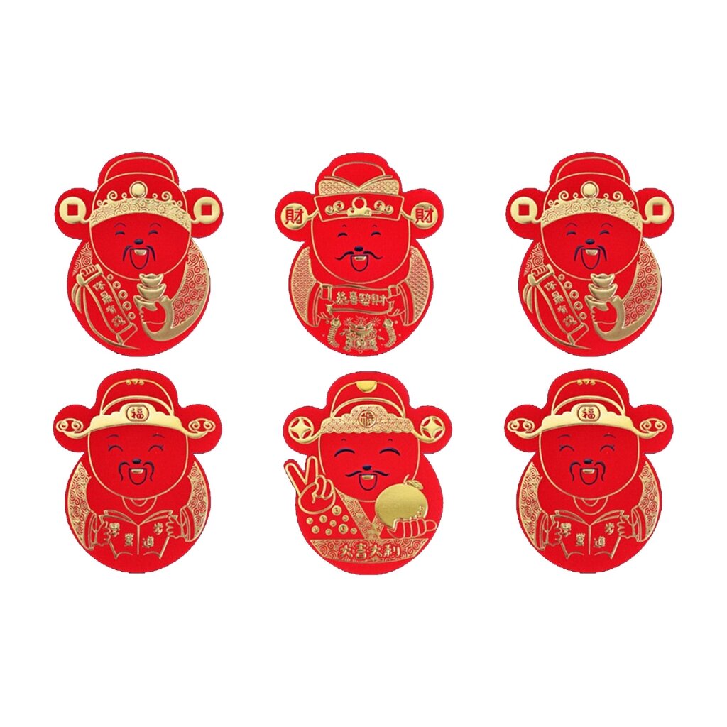 6шт Красный Конверт Китайский Новый Год Красный Пакет Традиционная Китайская Удача Денежный Мешок
