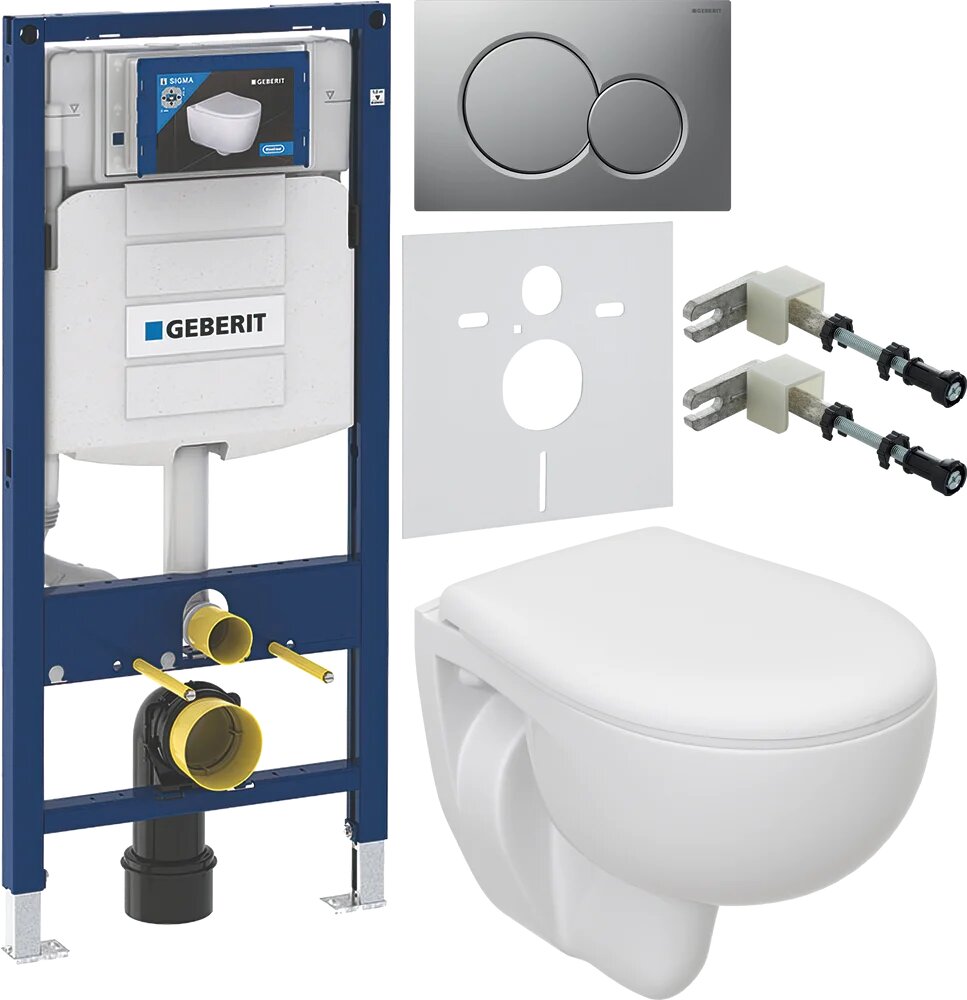 Комплект Унитаз подвесной Seramiksan Natura A051041H / Крышка AG50002 / Инсталляция Geberit Duofix UP 320 111.300.00.5, Кнопка Sigma лакированная, матовый хром, Крепления к стене
