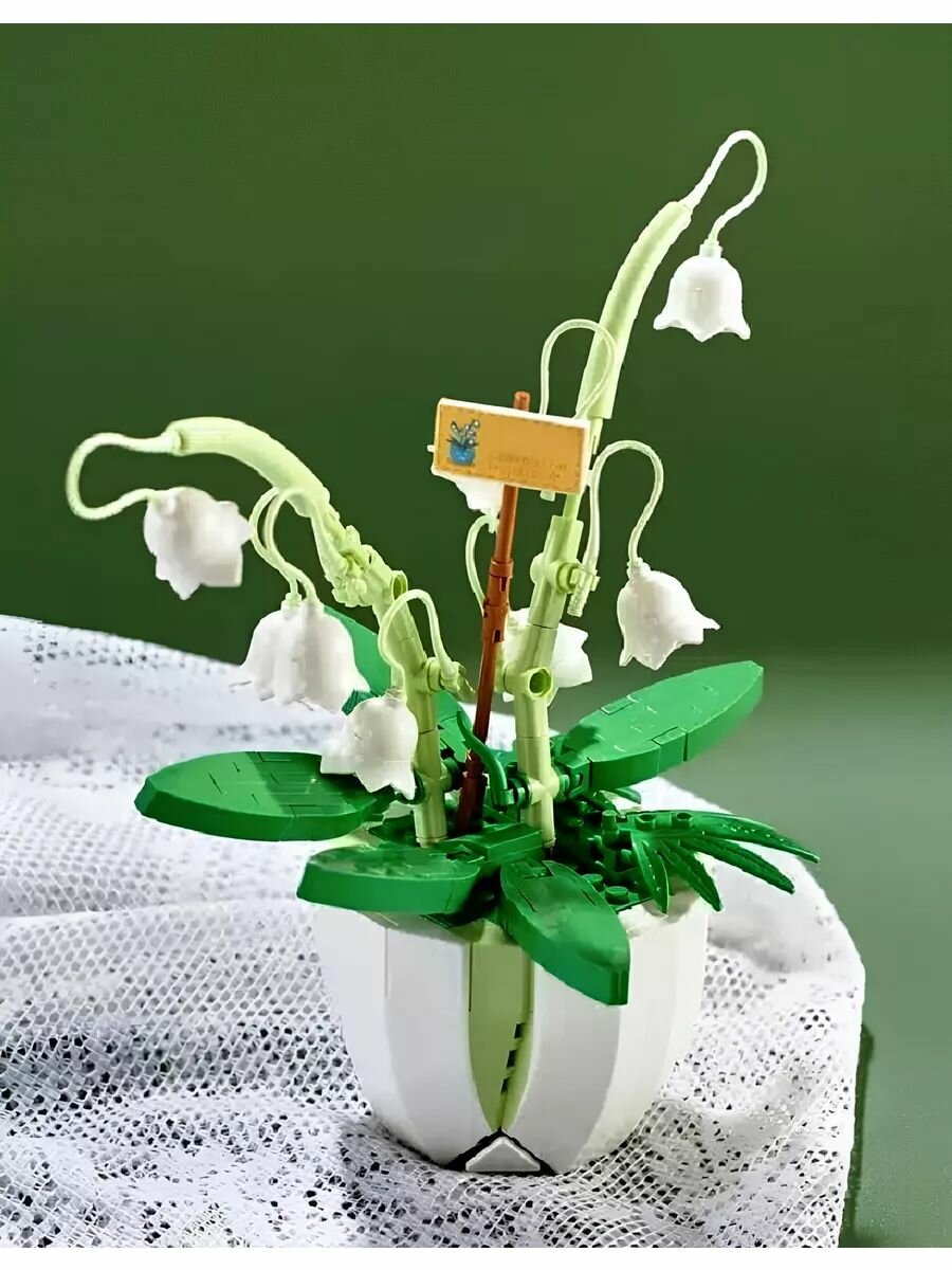 Конструктор 3D из миниблоков Кактус в горшке