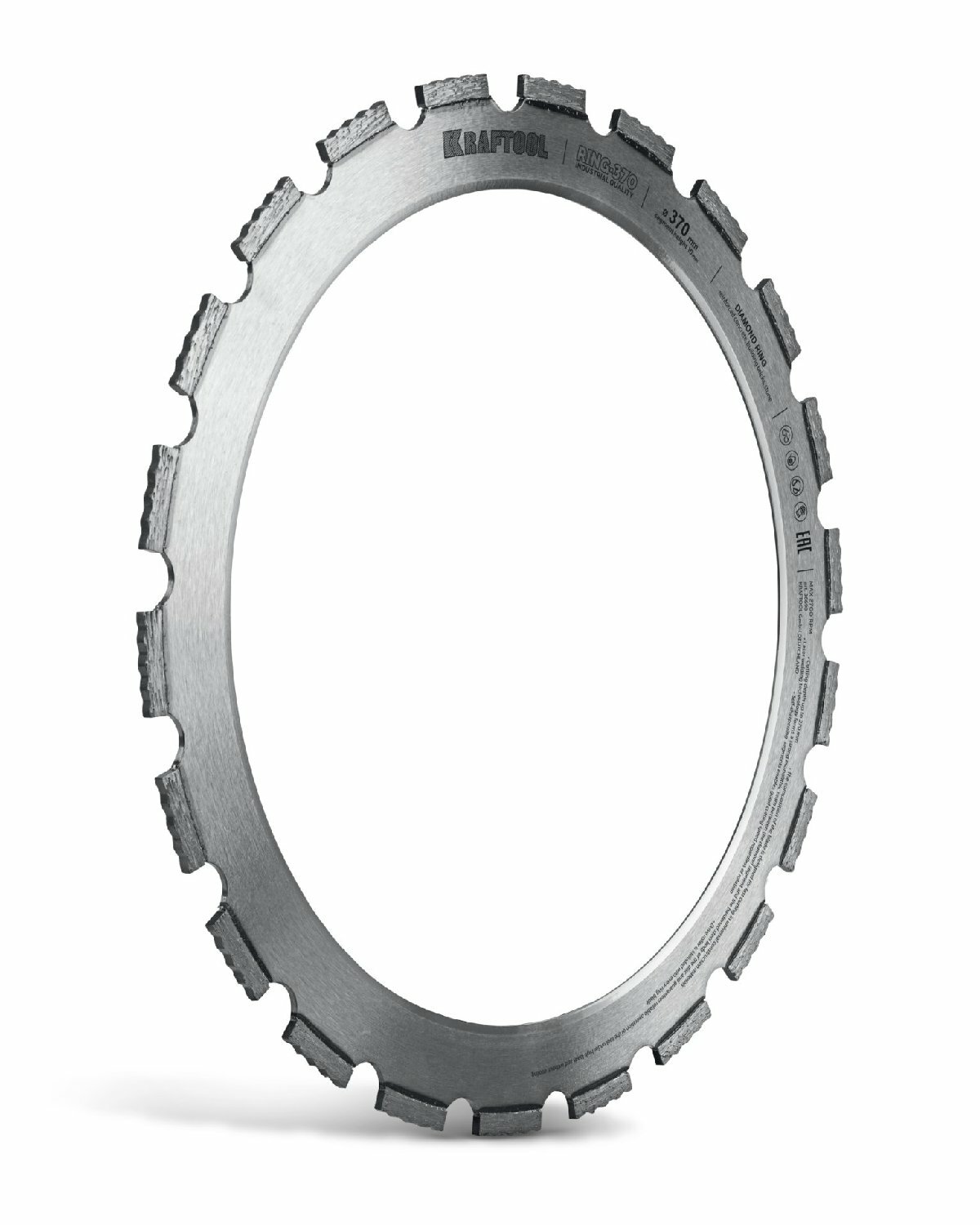Алмазное кольцо для кольцерезов KRAFTOOL RING-370 диаметр 370 мм глубина резки до 270 мм 22 сегмента высота 10 мм в комплекте с приводным роликом
