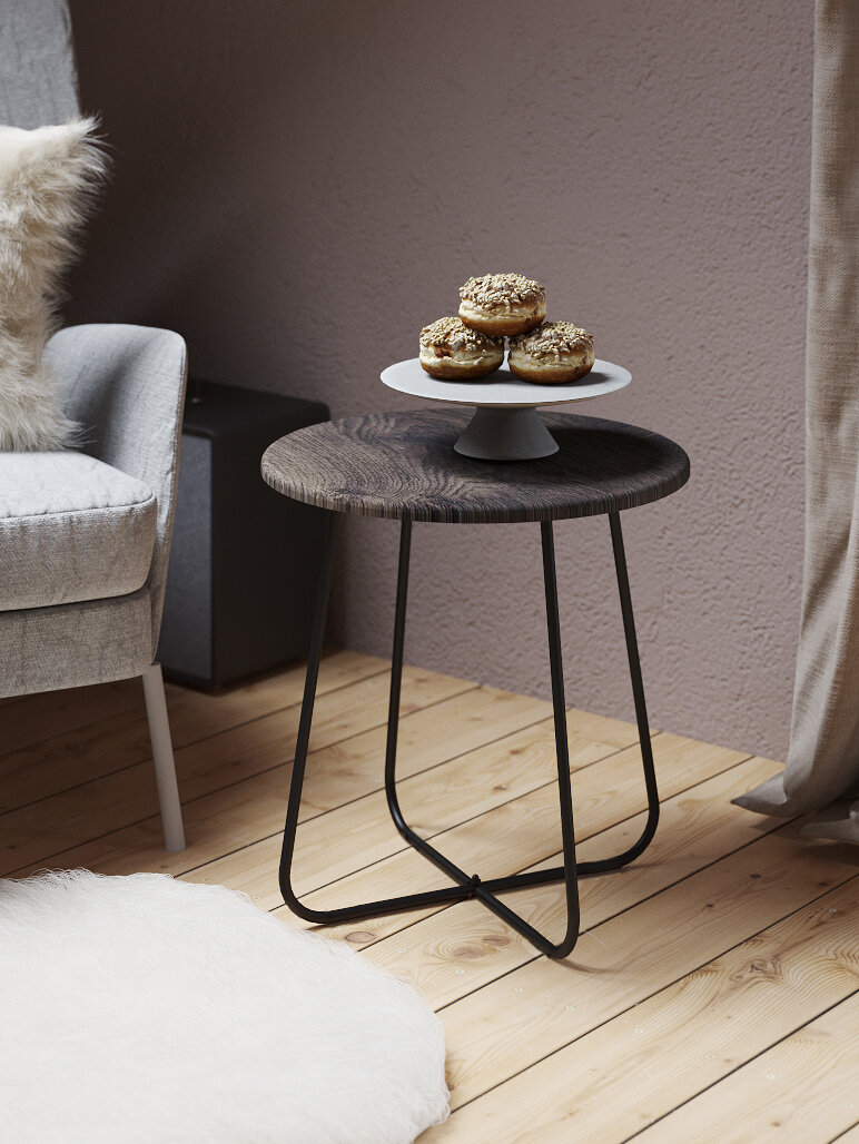 Стол журнальный Мебелик круглый BeautyStyle 14 цвет дуб маррон/черный