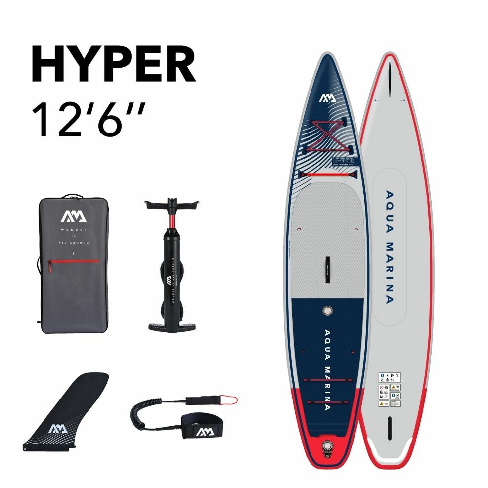 Сапборд надувной Aqua Marina HYPER 381x81x15 см, туринговый сапборд, двойная камера, до 170 кг