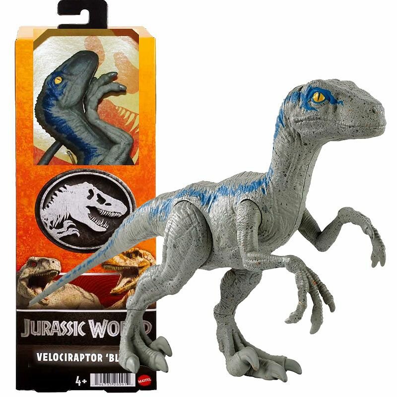 Фигурка динозавра большая велоцираптор БЛЮ 38.1 см Jurassic World Velociraptor Blue HMK78 Mattel