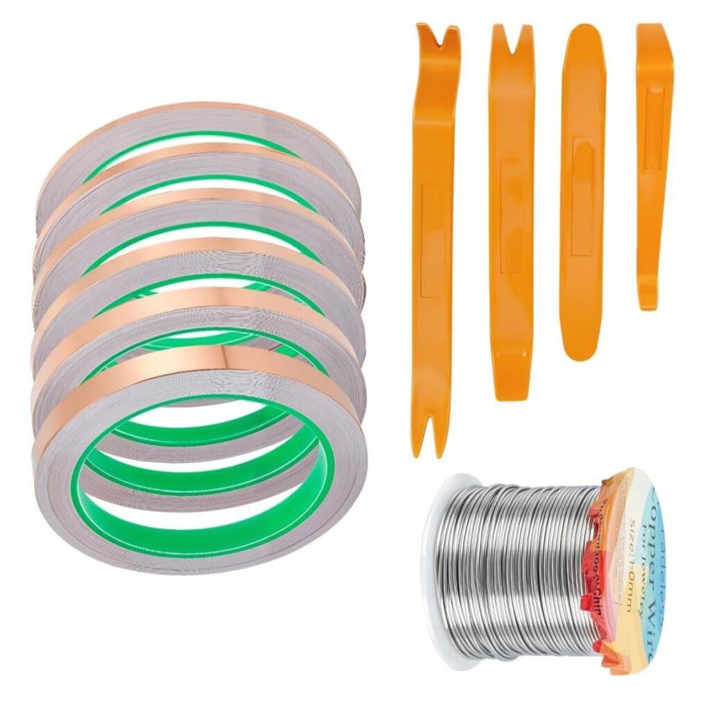 Набор для витражного искусства: 6 рулонов медной фольги, припой длиной 65.62 фута и 4 пластиковых шпателя для творческих проектов