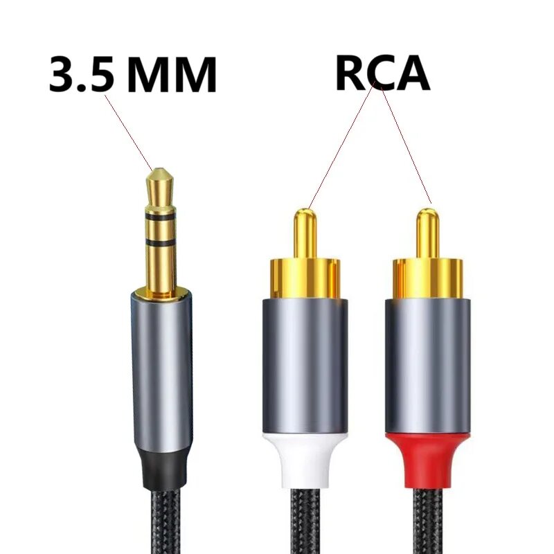 Переходной кабель с разъемом 3,5 мм на 2 RCA USB C типа C на 2 RCA аудио Y-разветвитель для автомобильного вспомогательного стереодинамика Шнур усилителя
