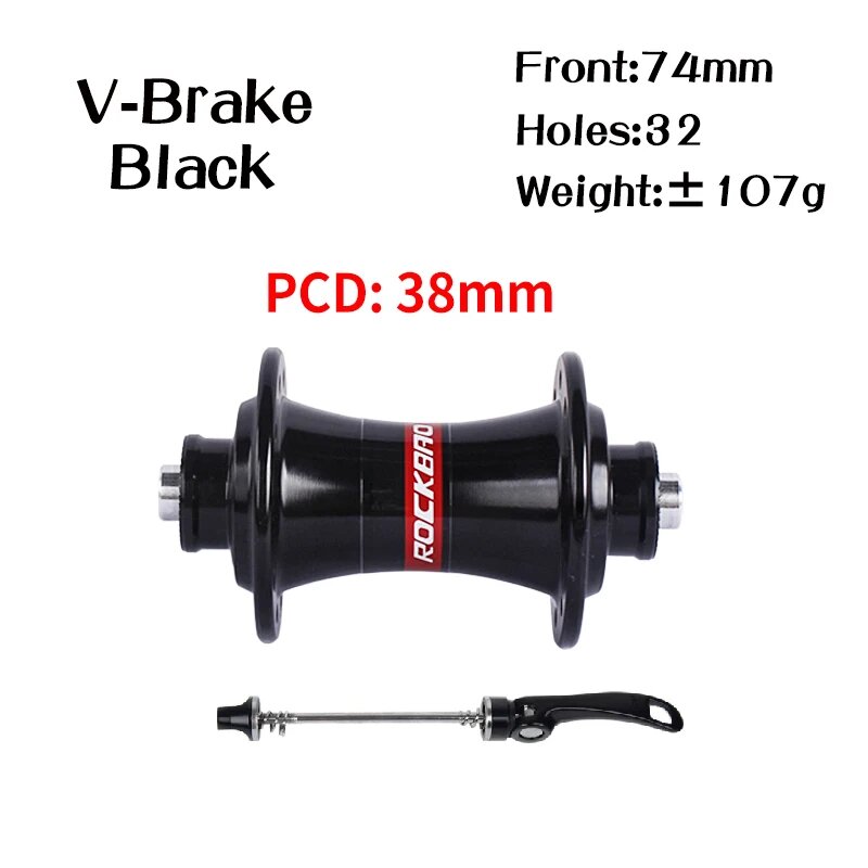 Передняя алюминиевая ступица для складного велосипеда 20/24/32/36 отверстий Черный, V brake Black 32H