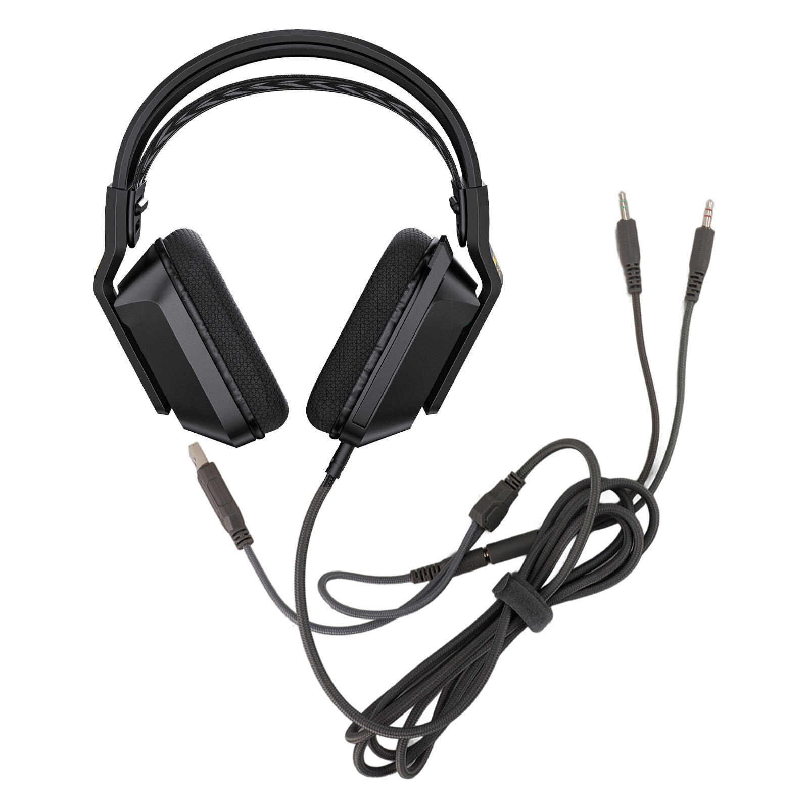 Wired Gaming Headset Memory Foam Ear Cushions Adjustable Headband with Mic for PC Laptop Game Console Black