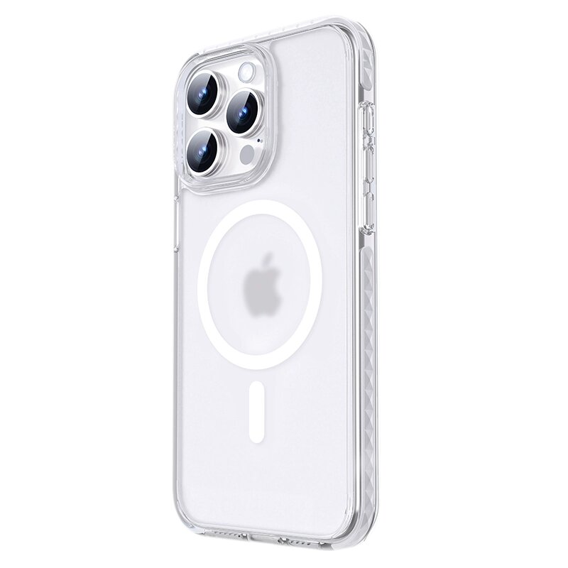 Магнитный чехол для iPhone 15 Pro с матовым белым покрытием, узкий и защита от царапин, 100% прозрачный дизайн