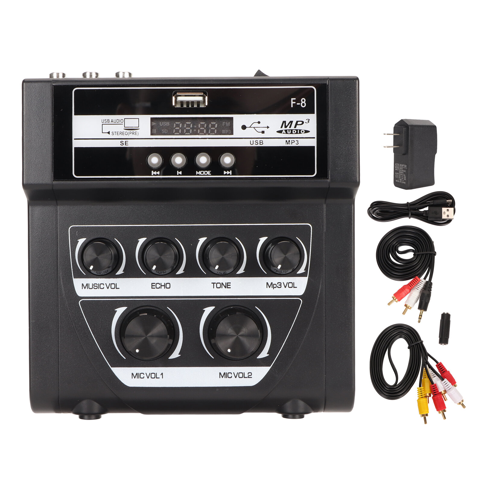Mini Sound Mixer Портативный двойной питание поддержка питания Bluetooth Запись MP3 Playback Маленький караоке -миксер 100–240V US Plug