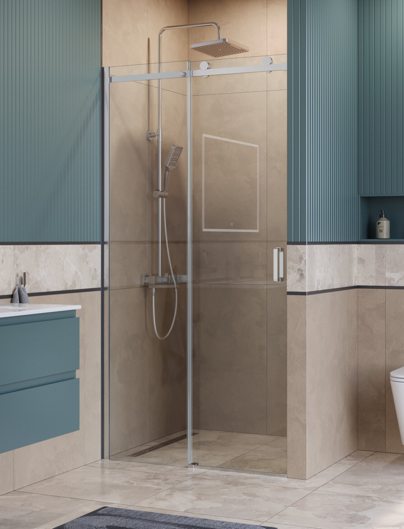 Душевая дверь BelBagno SOFT_CLOSE-2-BF-1-100-C-Cr, цвет профиля Хром