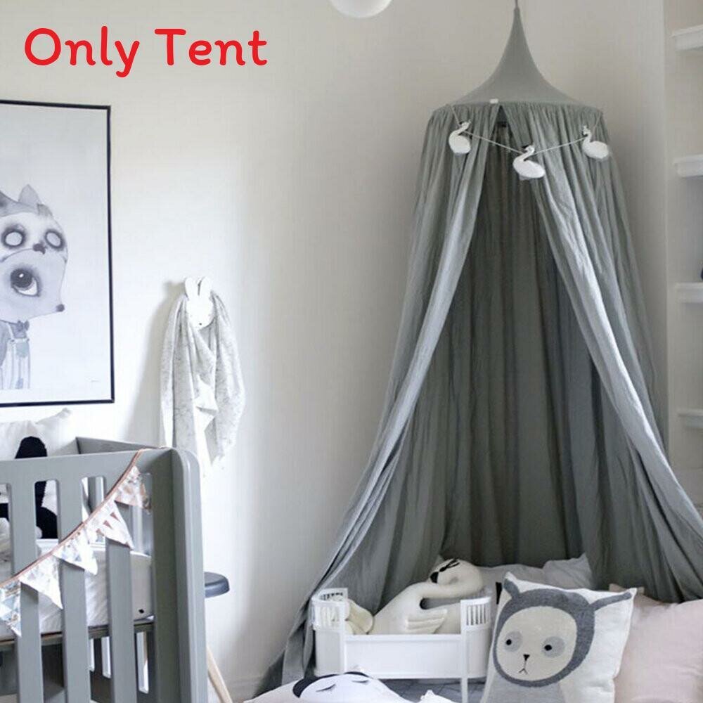 Навес для кровати занавеска тент из стильного хлопка для уютных и игривых детских пространств, серый