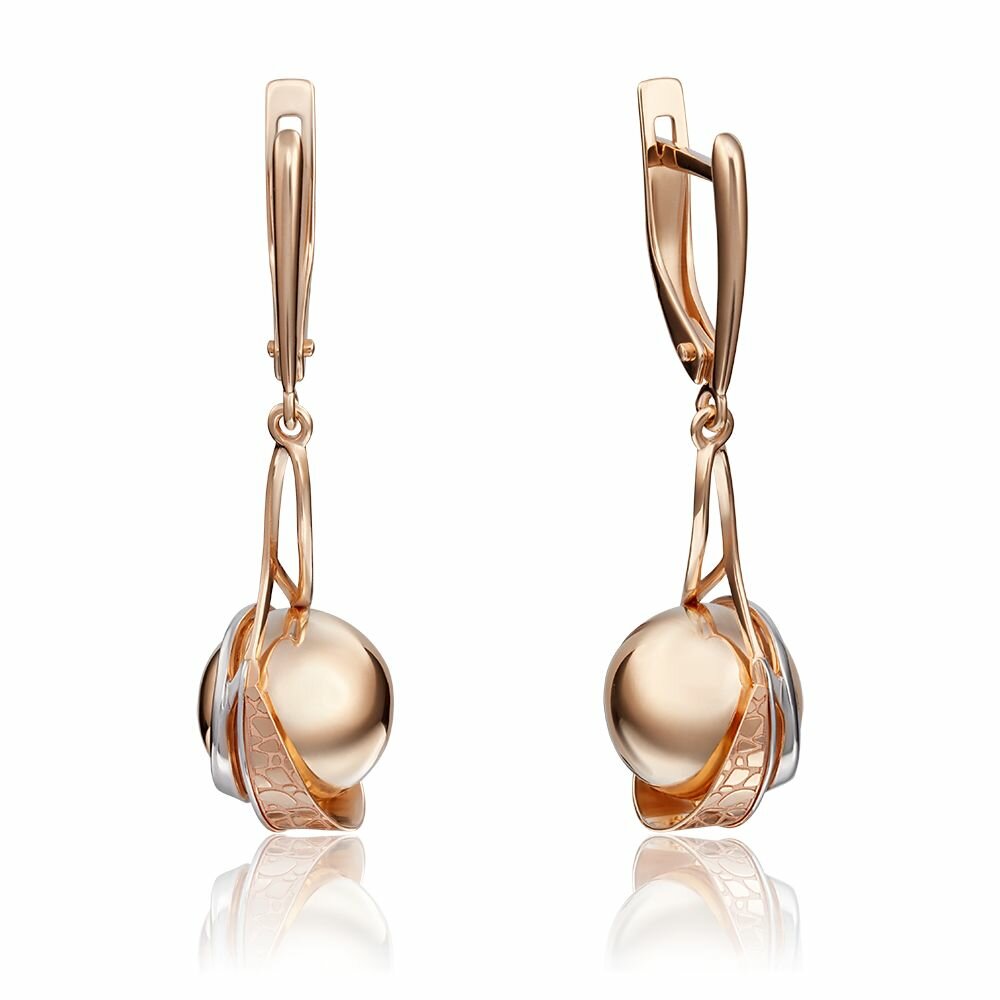 Серьги, красное золото, 585 проба