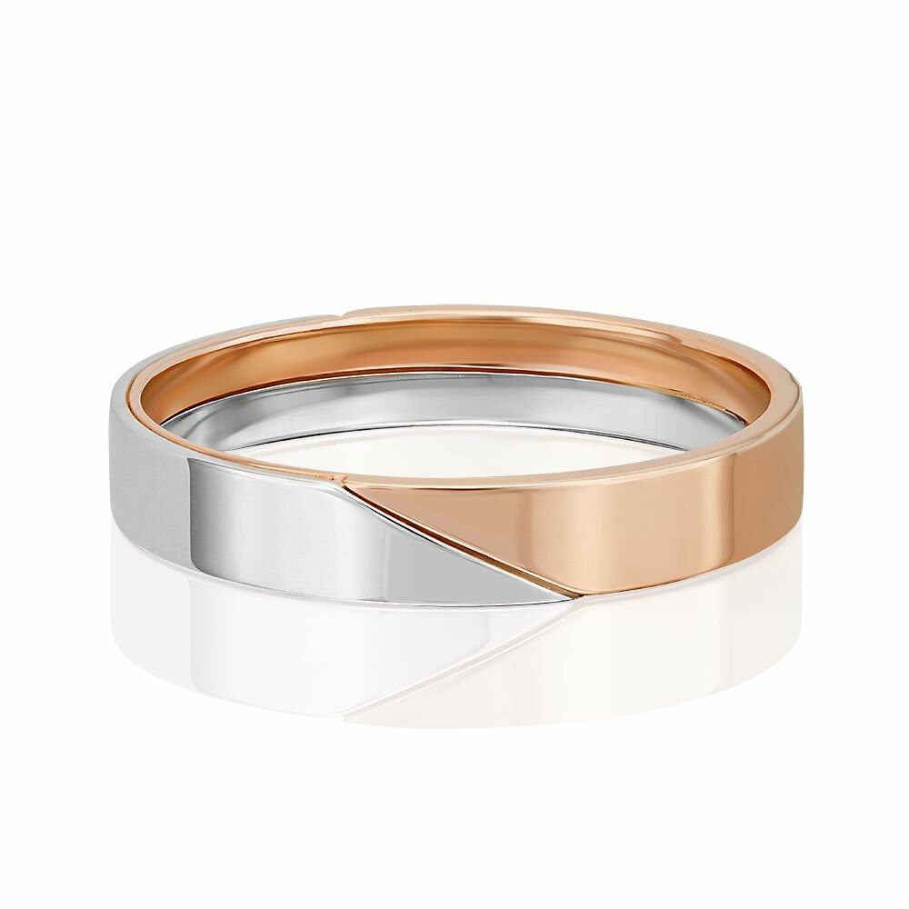 Кольцо обручальное, комбинированное золото, 585 проба, родирование