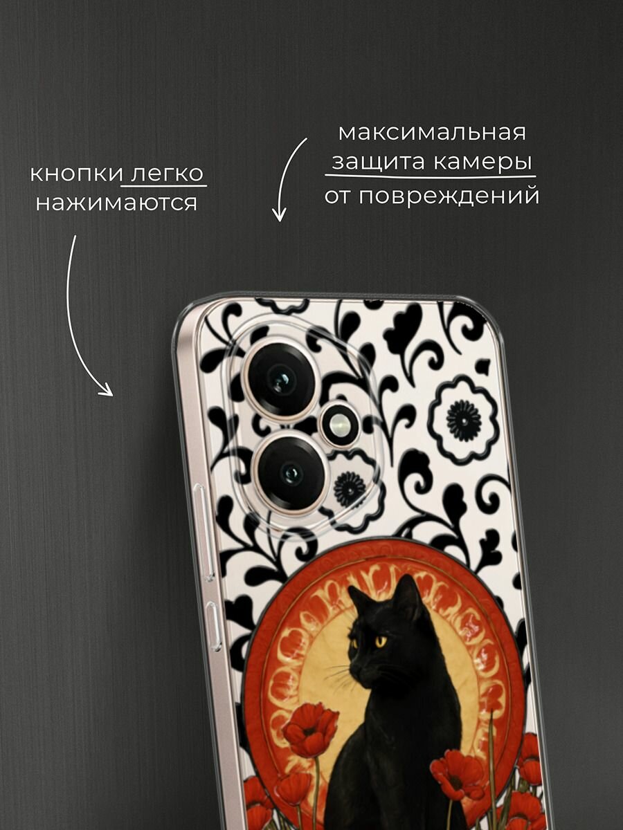 Силиконовый чехол на Honor 400 / Хонор 400 с принтом Кот в маках — фото 1