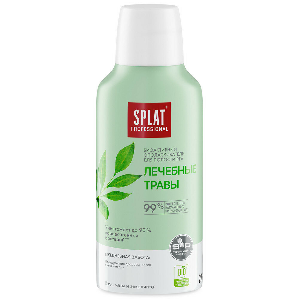 Ополаскиватель для полости рта Splat Лечебные травы эвкалипт и мята, 275мл