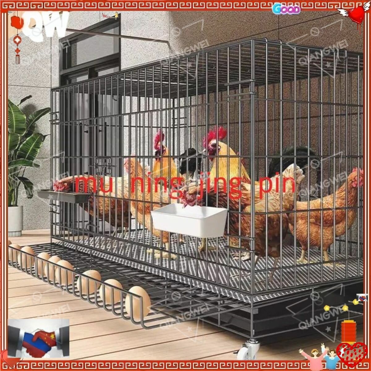 Складной курятник из проволочной сетки с автоматической уборкой помета для домашнего использования, универсальный для кур, уток и гусей 3 курицы 72*51*61