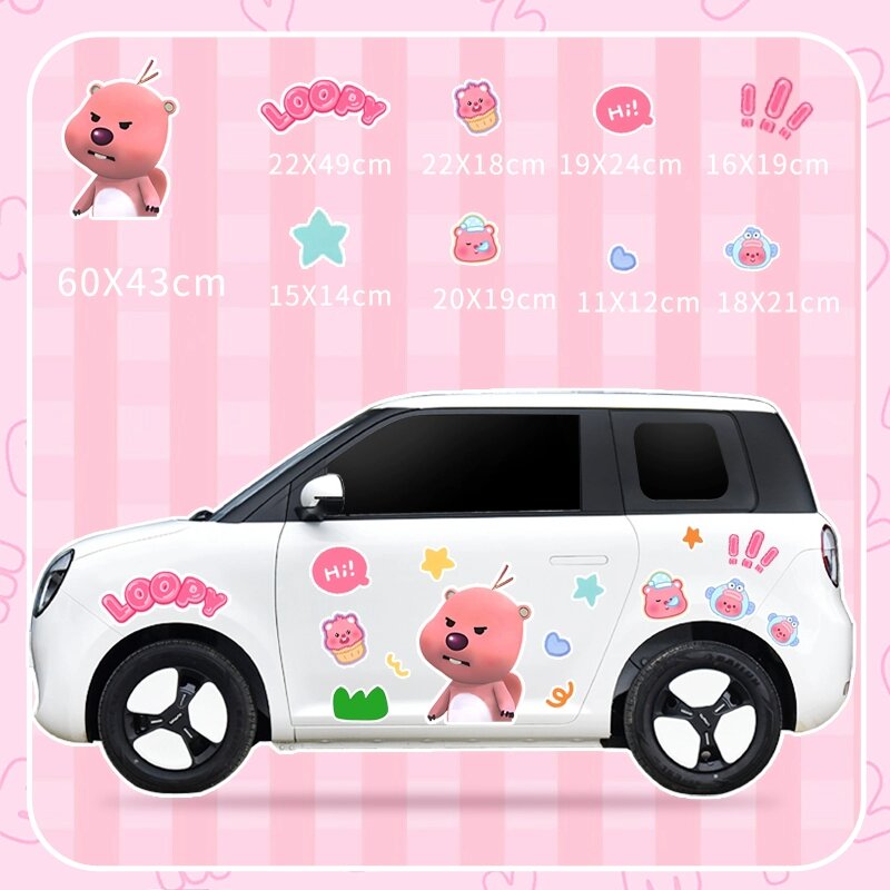 Наклейки на кузов автомобиля Panda mini, липкие, в виде лоуипа, рубинового маленького бобра, для декора кузова,