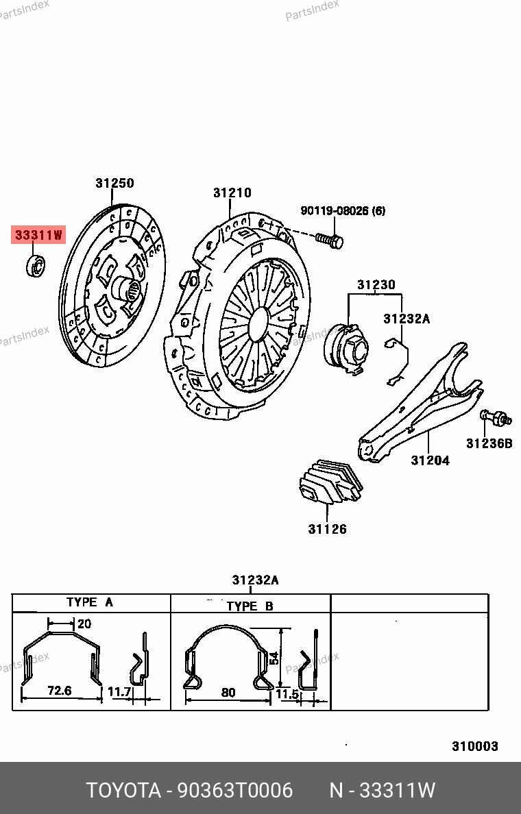 Подшипник роликовый, TOYOTA 90363T0006