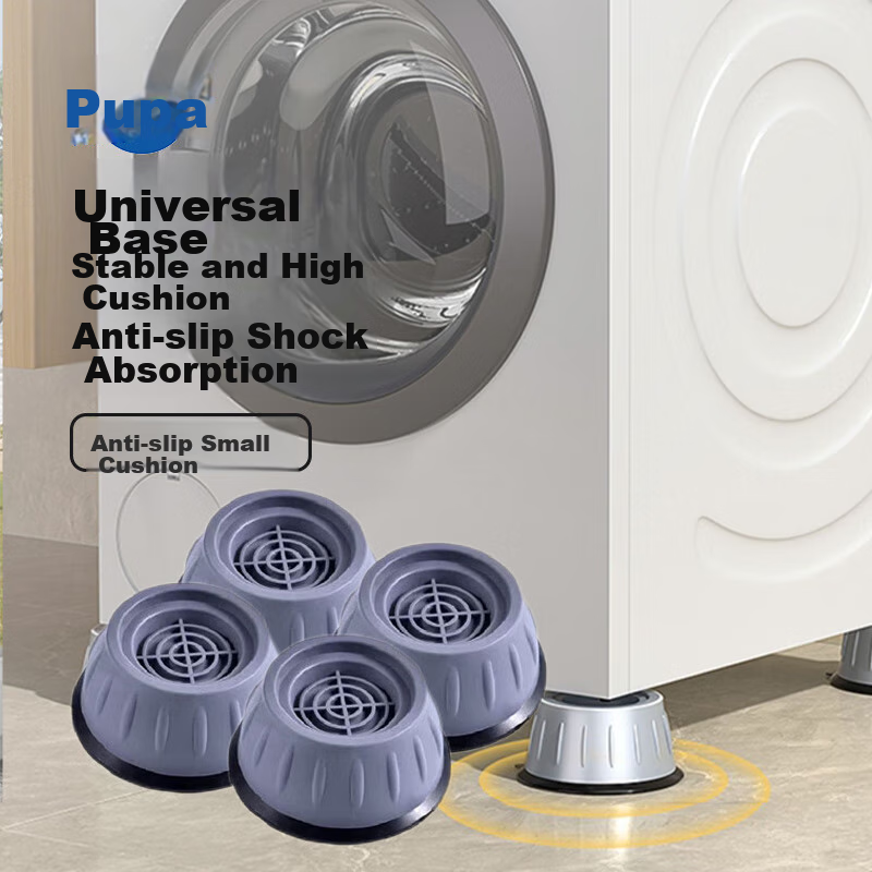 Purpai Washing Machine Base Foot Pads, Refrigerator Height-Increasing Pads, Suitable for Haier, Panasonic, LG, Xiaotiane, Siemens, Tungshuai, Midea, Top-Loading And Front-Loading Washing Machines, Non-Slip And Anti-Vibration Pads, 4-Pack