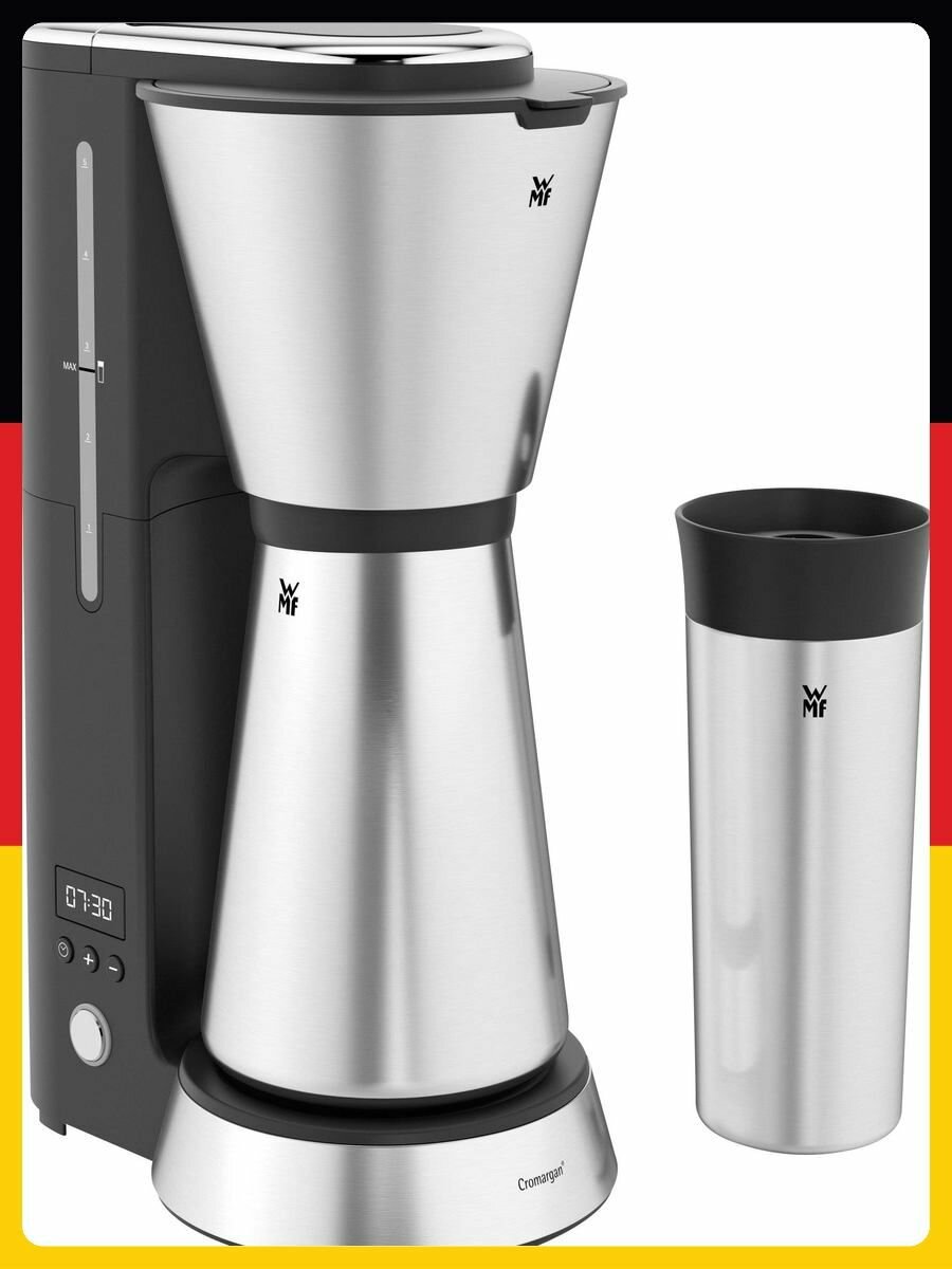 Кофемашина WMF KuCHENminis Aroma Thermo to Go, цвет: черный, серебристый, вместимость: 5 чашек