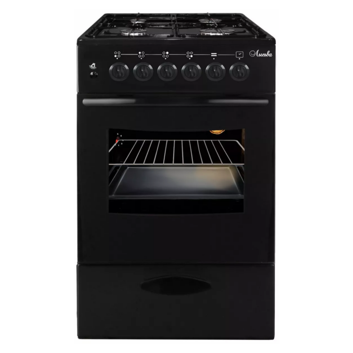 Плита газовая Лысьва ГП 40р0 МС-2у, черный, 4 конфорки, духовка 57 л