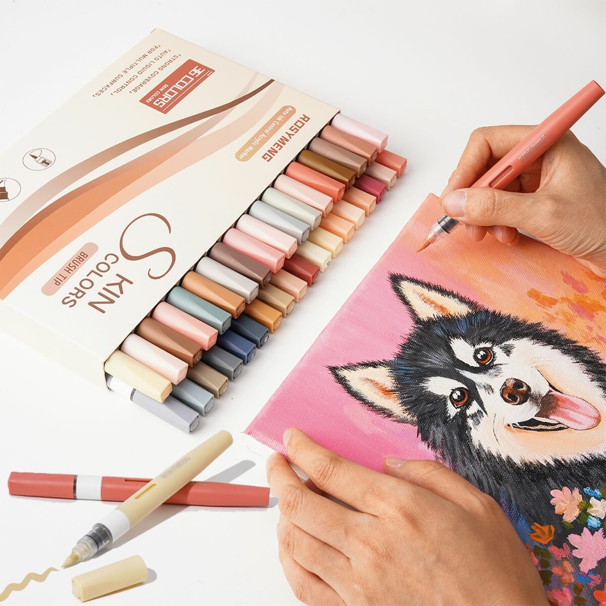 Набор из 36 акриловых маркеров цвета кожи, жидкий художественные маркеры