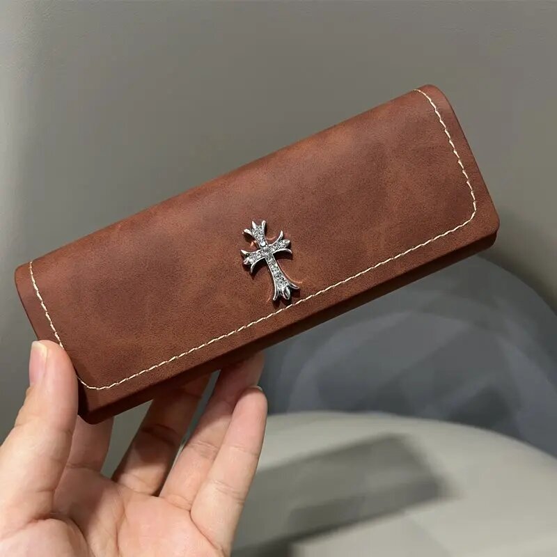 Чехол для очков из искусственной кожи с бриллиантами, портативный чехол для солнцезащитных очков, коробка для хранения очков для близорукости и пресбиопии, сумка для очков с защитой от давления