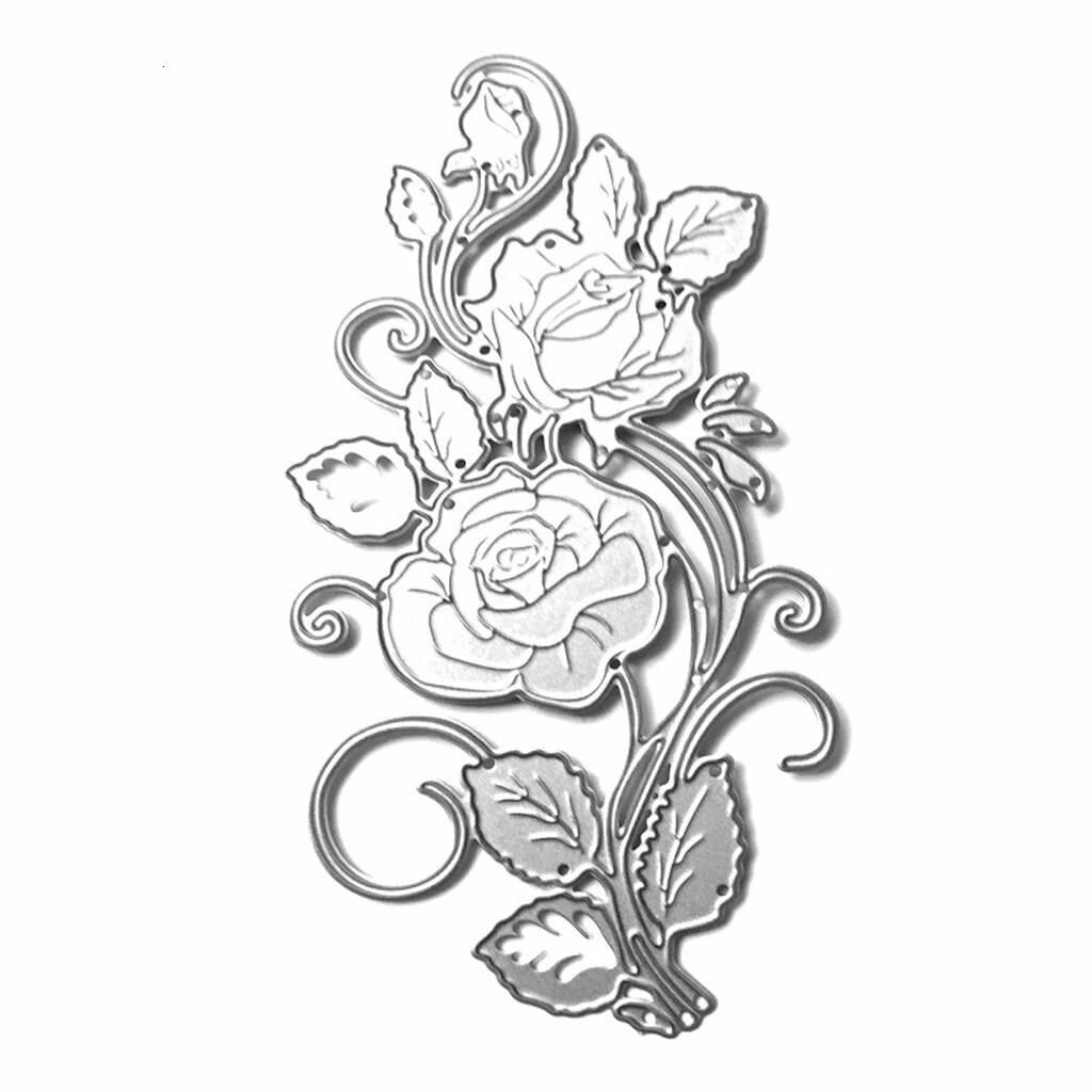 Роза металлический трафарет, Серебро