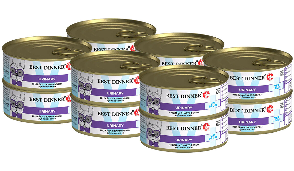 BEST DINNER EXCLUSIVE VET PROFI URINARY д взр соб и щен при мочек болезни с индейкой и картоф банка 100 гр х 12 шт