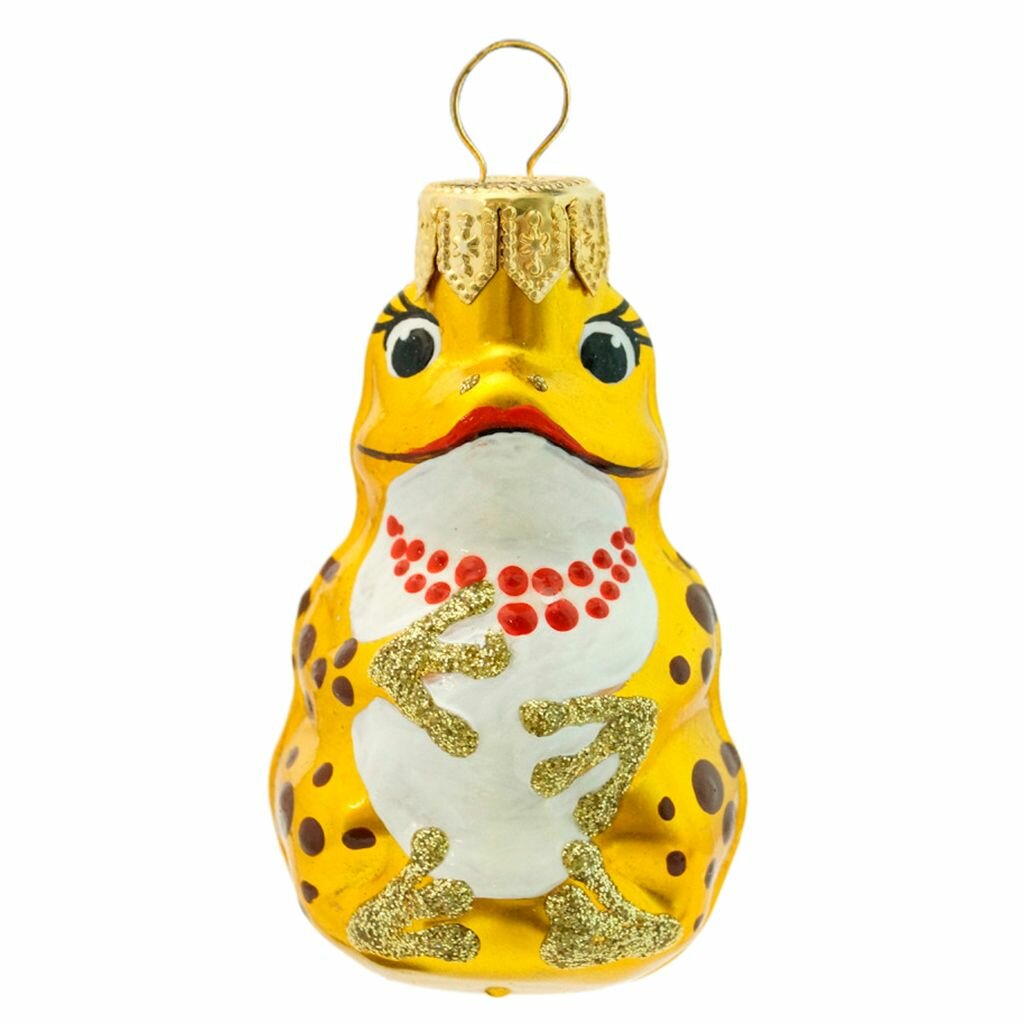 Елочная игрушка фигурка стеклянная "Царевна лягушка-3" д3,8см, h7см, ручная художественная роспись, подарочная упаковка