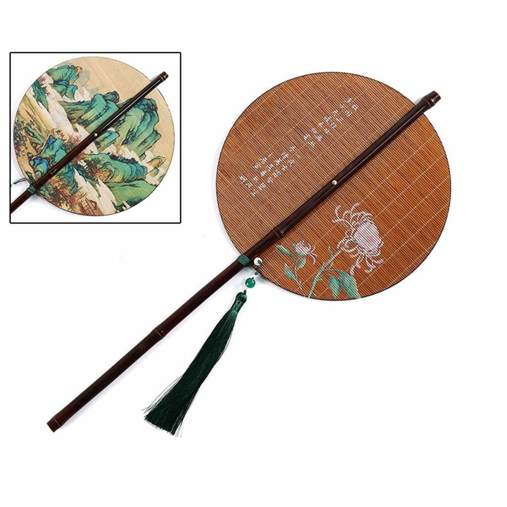 Ручной складной веер круглой формы, древний стиль, веер для пояса, декор для дома, - Круглый