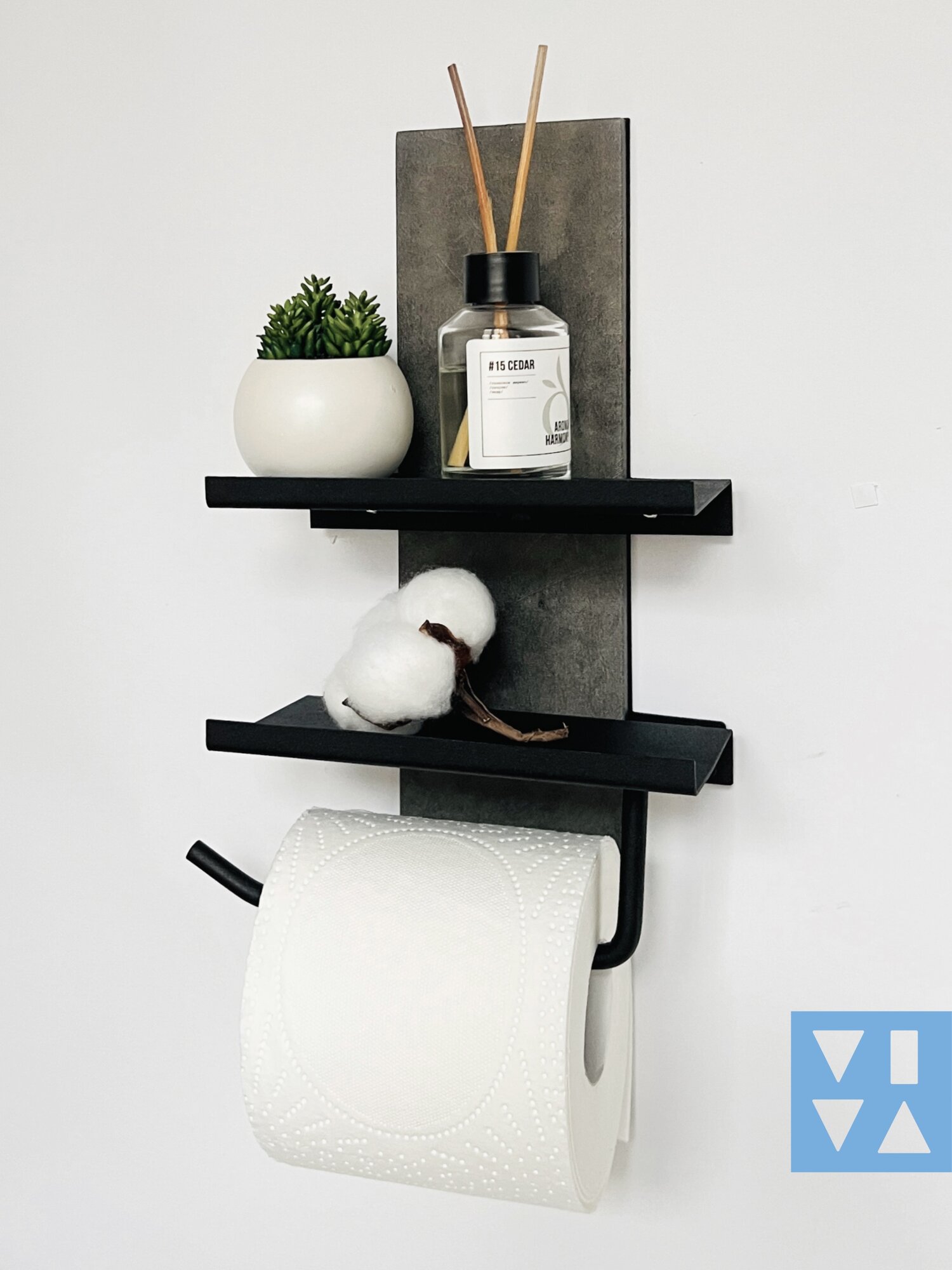 Держатель для туалетной бумаги без сверления с полкой Molinardi Creativo