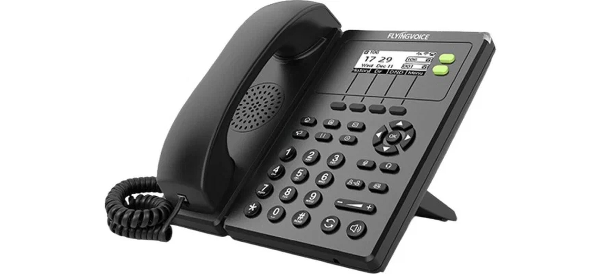 Телефон IP Flyingvoice FIP-10, черный, 2 линии, LCD-дисплей, 2000 номеров