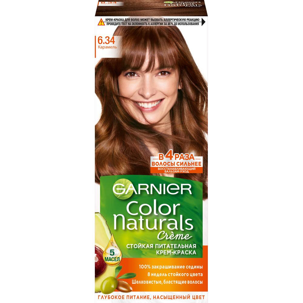 Краска для волос COLOR NATURALS 6.34 Карамель, с 3 маслами, 110мл x 3 упаковки