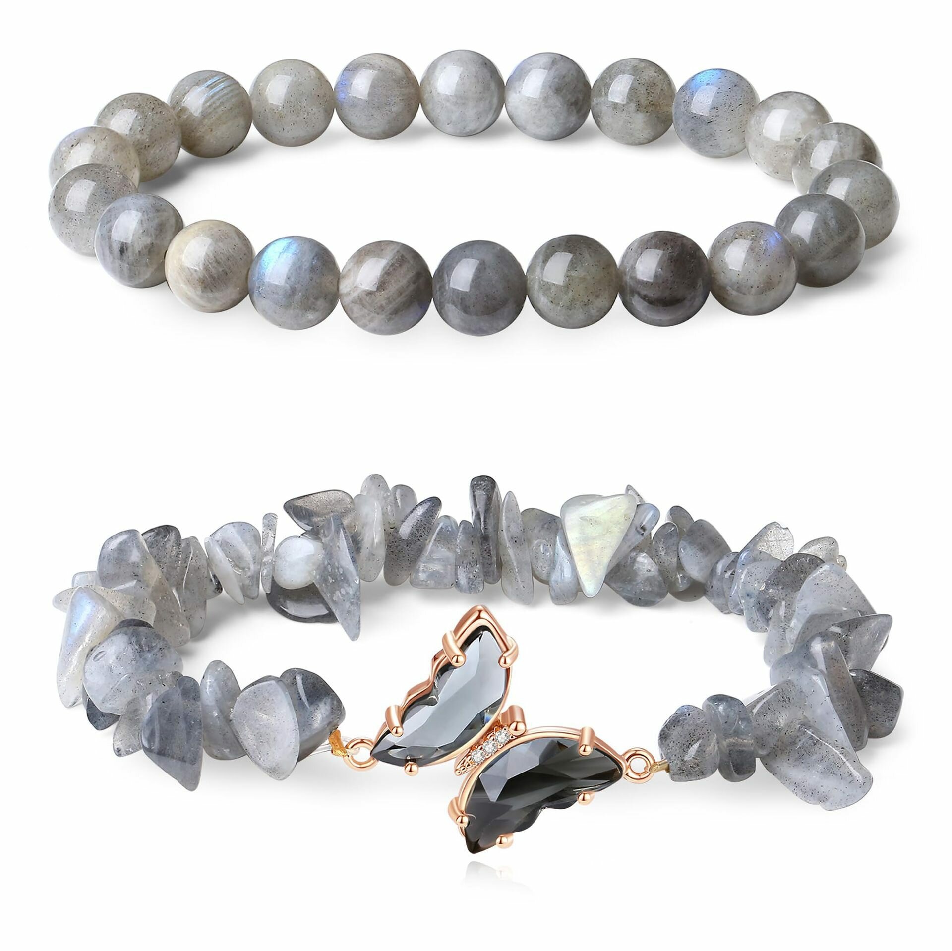 YMНабор браслетов Камень 5*8мм Бабочка Агат Аметист Удача