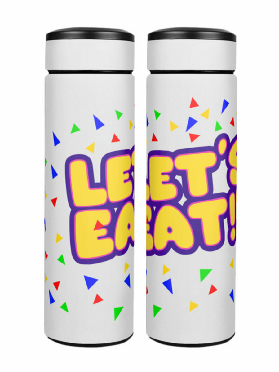 Термос «lets eat чика фнаф chika fnaf» (белый)