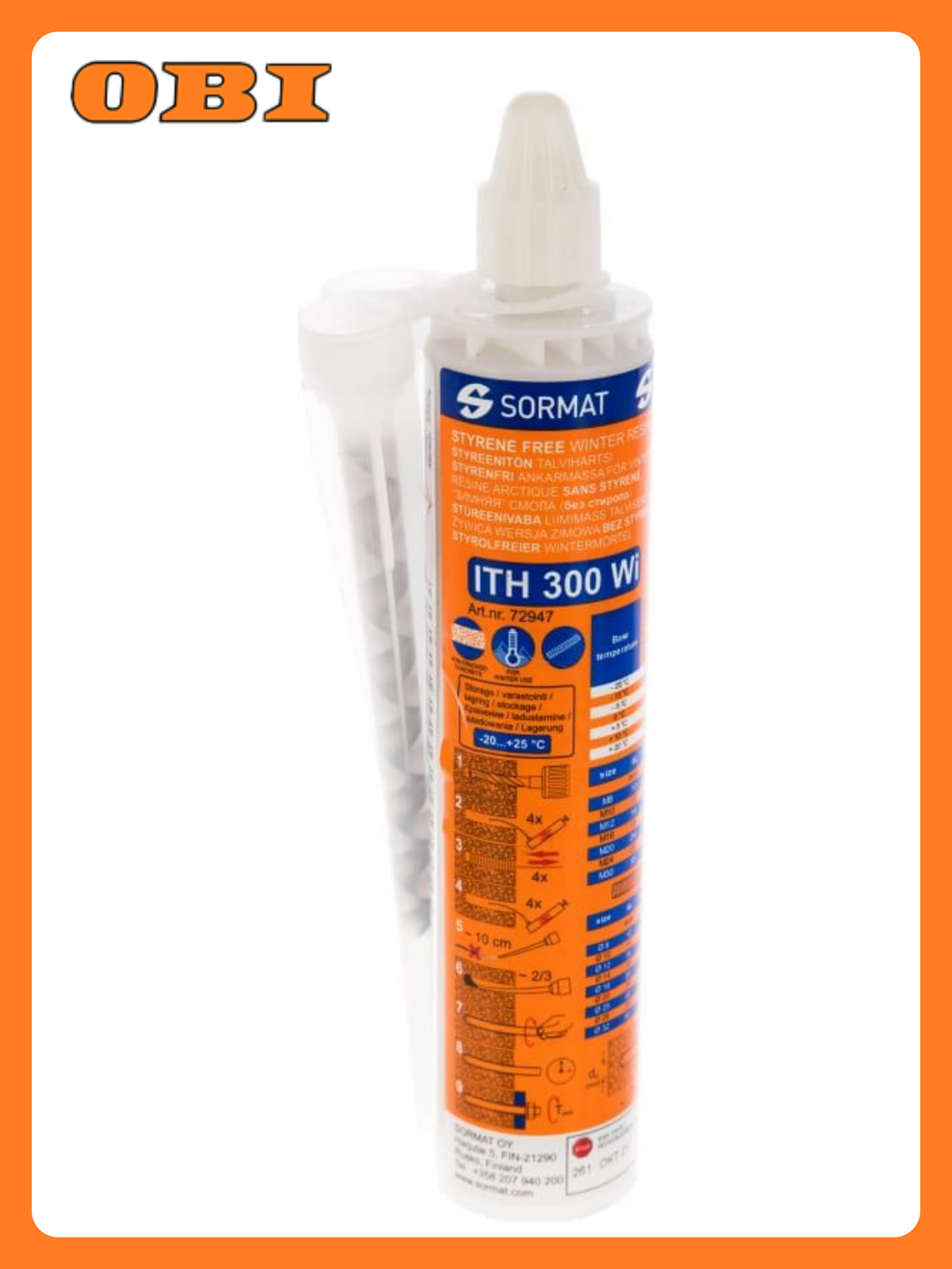 Химический анкер SORMAT Wi ITH 300, для шпилек и арматуры, до -20°C, 300мл