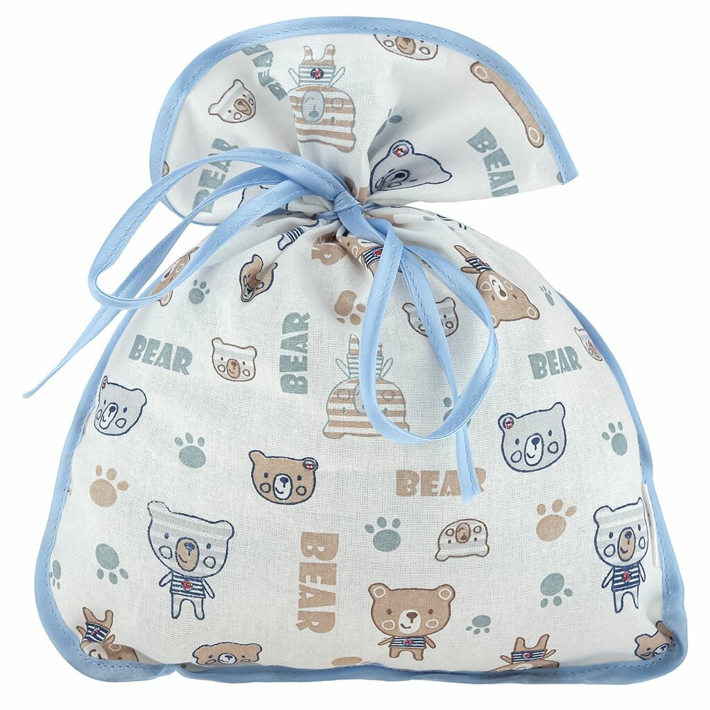 Эко-мешочек Домашняя Мода Полосатые мишки , бежевый, из хлопка, с завязками, 25х30 см (М1-2/3-о)