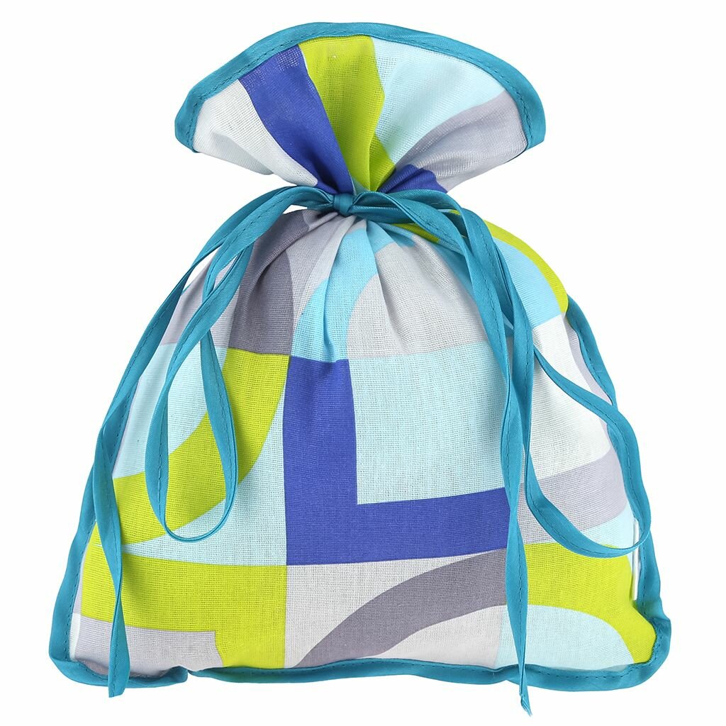 Эко-мешочек Домашняя Мода Идилия , из хлопка, бирюзовый, с завязками, 25х30 см (М1-2/3-о)